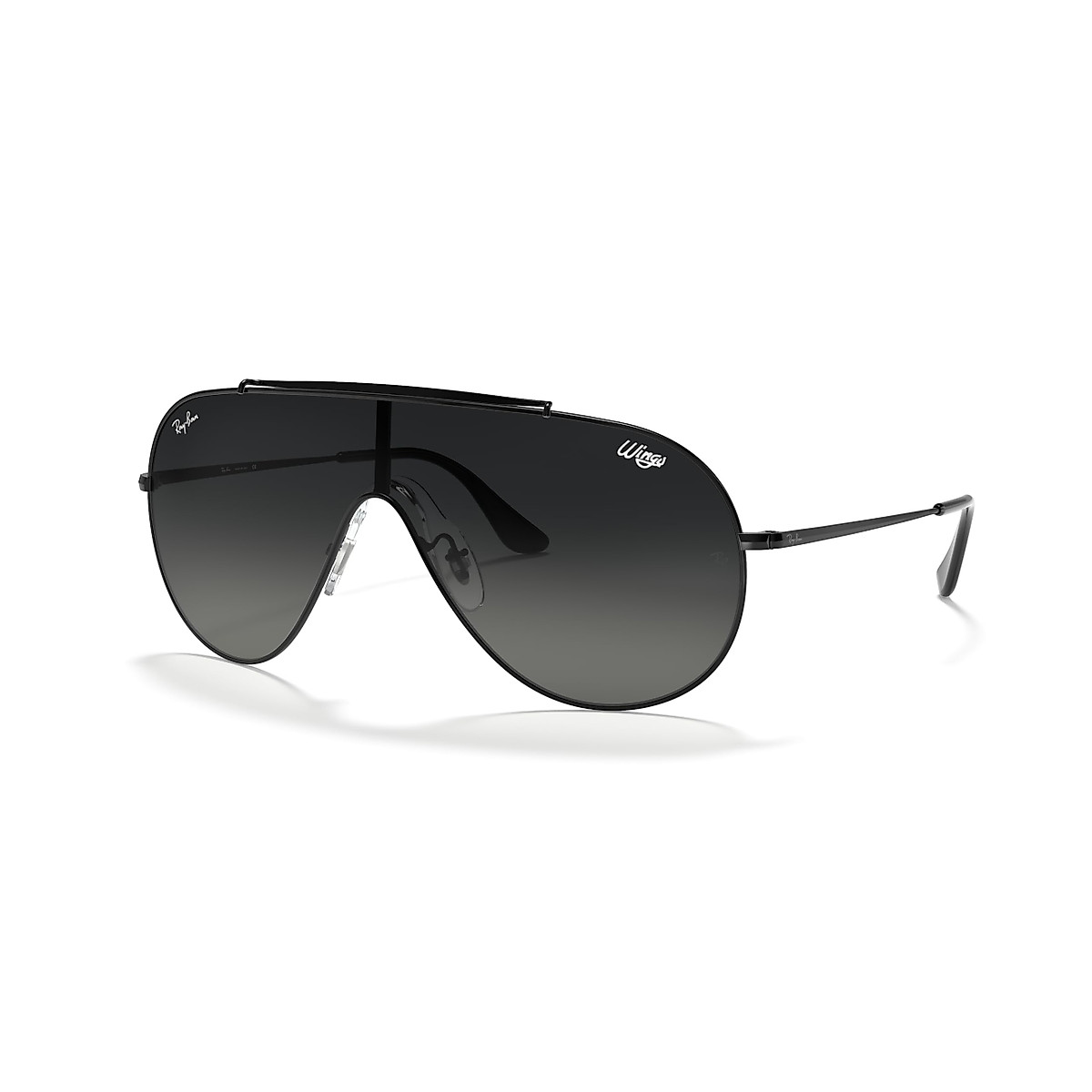 Ray-Ban RB3597 Wings Shield Sunglasses, Black/Grey Gradient Dark Grey, 33 mm