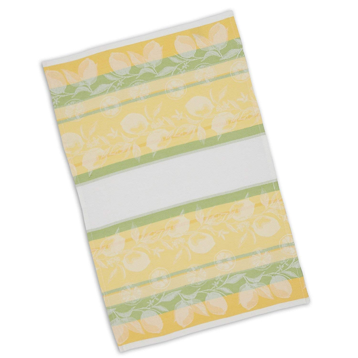Loving Home Classic Cotton Flat Waffle Weave Lemon with Blossom Yellow Striped Dishtowel Set of 2 Tea Towels
