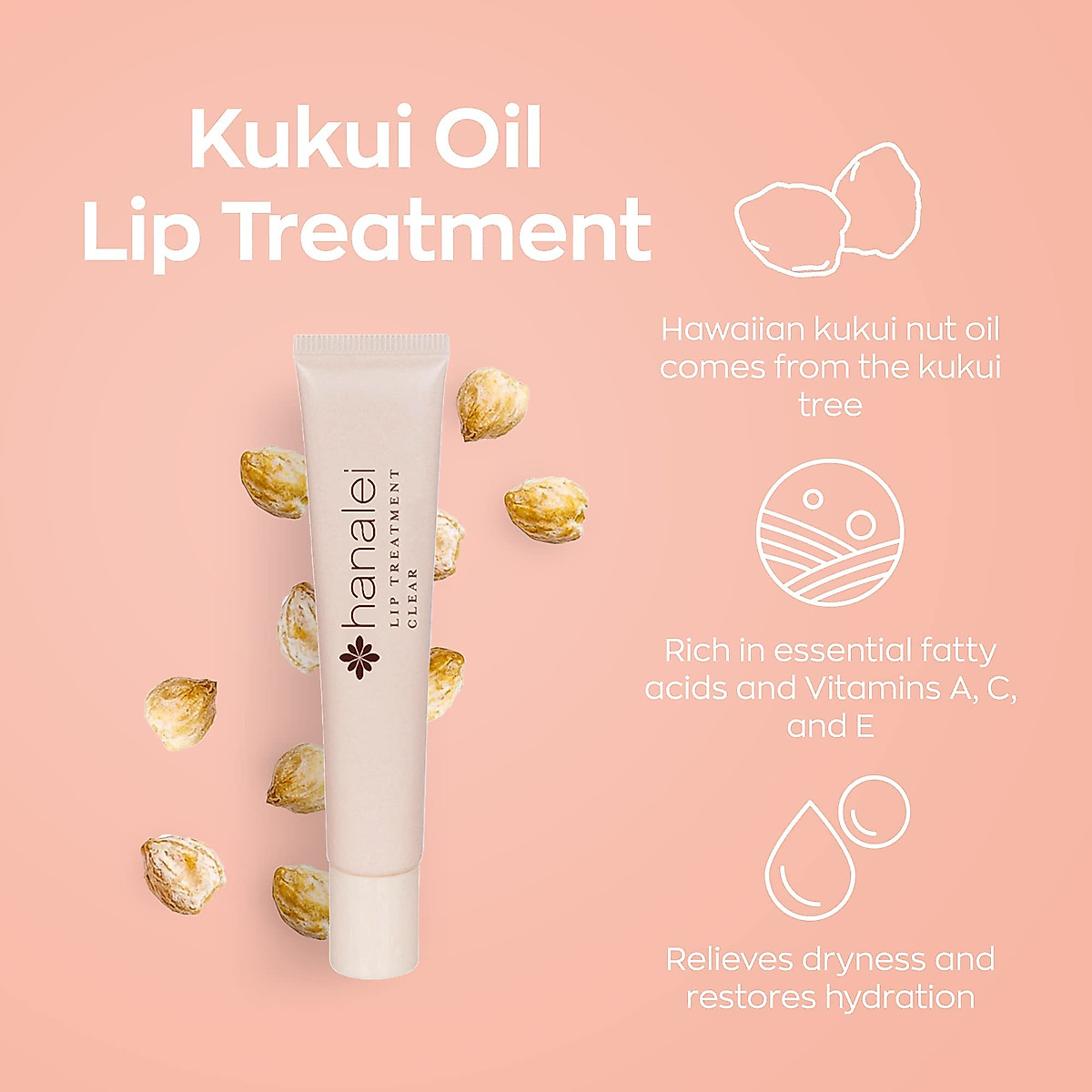 Hanalei Lip Treatment Bundle (Clear and Mauve Pink) | Made with Kukui Oil, Shea Butter, Agave, and Grapeseed Oil, Soothe Dry Lips (Cruelty free, Paraben free)