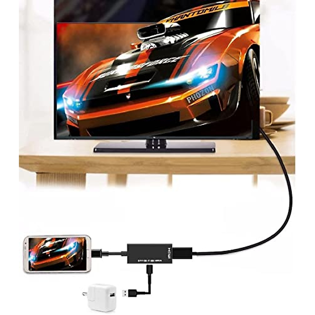 MHL Micro USB to HDMI Cable Adapter, MHL 5pin Phone to HDMI 1080P 4K Video Graphic for Samsung Galaxy/LG/Huawei ect. Android Smart Phones That with MHL Function