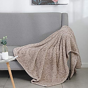 SOCHOW Melange Sherpa Throw Blanket, All Seasons 300GSM Lightweight Fuzzy Warm Super Soft Plush Fleece Blanket for Bed, Sofa and Couch, 60 x 80 inches, Camel