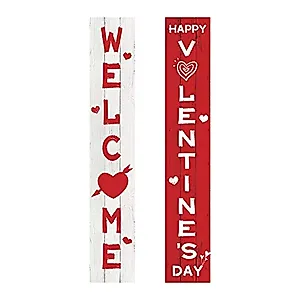 Ochine Valentine's Day Heart Banner Front Door Porch Sign Hanging Love Heart Wall Decor Party Supplies Welcome Valentines Day Decorations Banners Home Indoor Outdoor Decoration