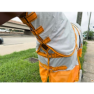 HILASON 78" Inches Horse Fly Sheet with Neck UV Protect Mesh Bug Mosquito Summer White/Orange | Horse Fly Sheet | Horse Western Fly Sheet | Fly Sheets for Horses | Mosquitoes Protection for Horses