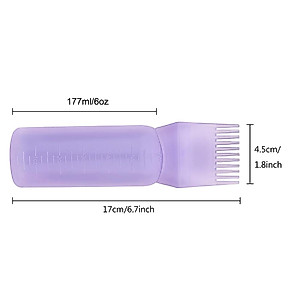 Yebeauty Root Comb Applicator Bottle, 2 Pack 6 Ounce Hair Oil Applicator Bottle for Hair Dye Bottle Applicator Brush with Graduated Scale- Purple