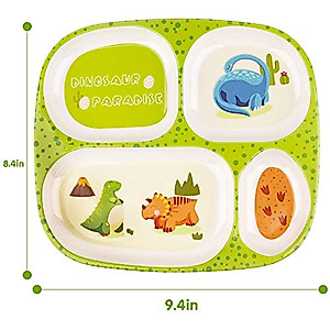 Lightening Kid Plate Set, Baby Dinnerware for Child Toddlers Feeding Divided Plate, BPA Free, Food-safe and Eco Friendly (Green)