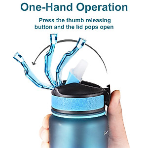 EYQ 32 oz Water Bottle with Time Marker, Carry Strap, Leak-Proof Tritan BPA-Free, Ensure You Drink Enough Water for Fitness, Gym, Camping, Outdoor Sports