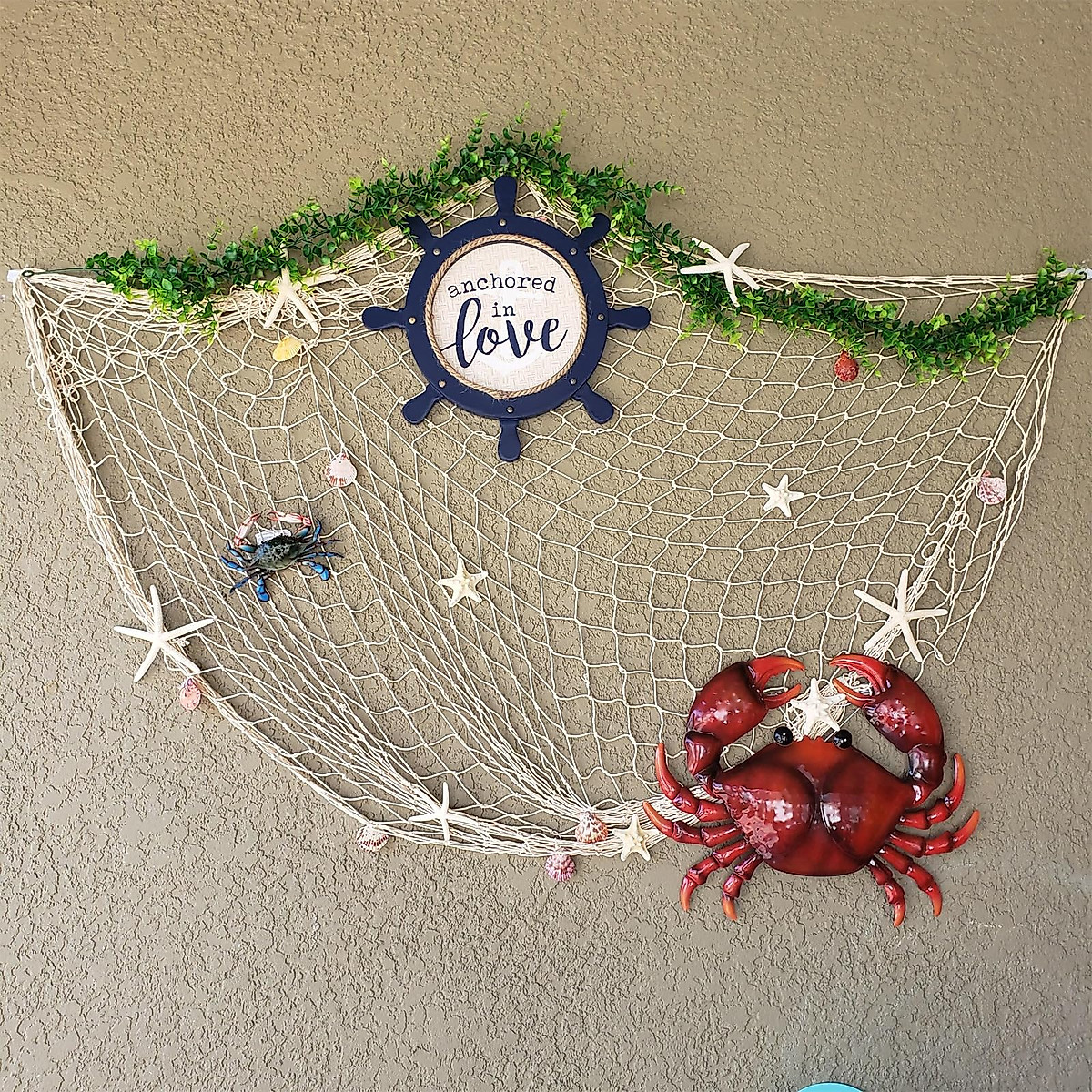 Rosoz Natural Fish Net Decorative for Party, Natural Cotton Netting 80x40 Inch, Nautical Themed Fishnet Party Accessory