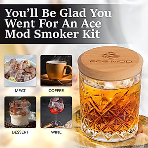 ACE MOD Cocktail Smoker Kit with Torch in Gift Box– 4 Flavors Wood Chips – Bourbon, Whiskey Smoker Infuser Kit, Smoked Old Fashioned, for Dad, Husband (NO Butane)