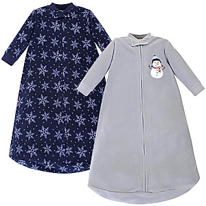Hudson Baby Unisex Baby Long-Sleeve Fleece Sleeping Bag, Navy Snowman, 0-9 Months