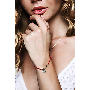 Prosperity & Success Charm Bracelet - Sterling Silver Coin Amulet on Red Silk String - Women's 7" Protection Bracelet - Personal Gift for Women, Mom, Wife