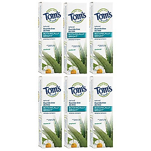 Tom's of Maine Fluoride-Free Botanically Bright Toothpaste, Natural Toothpaste, Whitening Toothpaste, Spearmint, 4.7 Ounce, 6-Pack