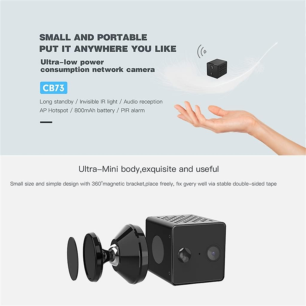 1080P Mini Camera Camera IP Camera Rechargeable Battery Camera Video Security Surveilllance Camera (Size : 64G) ()