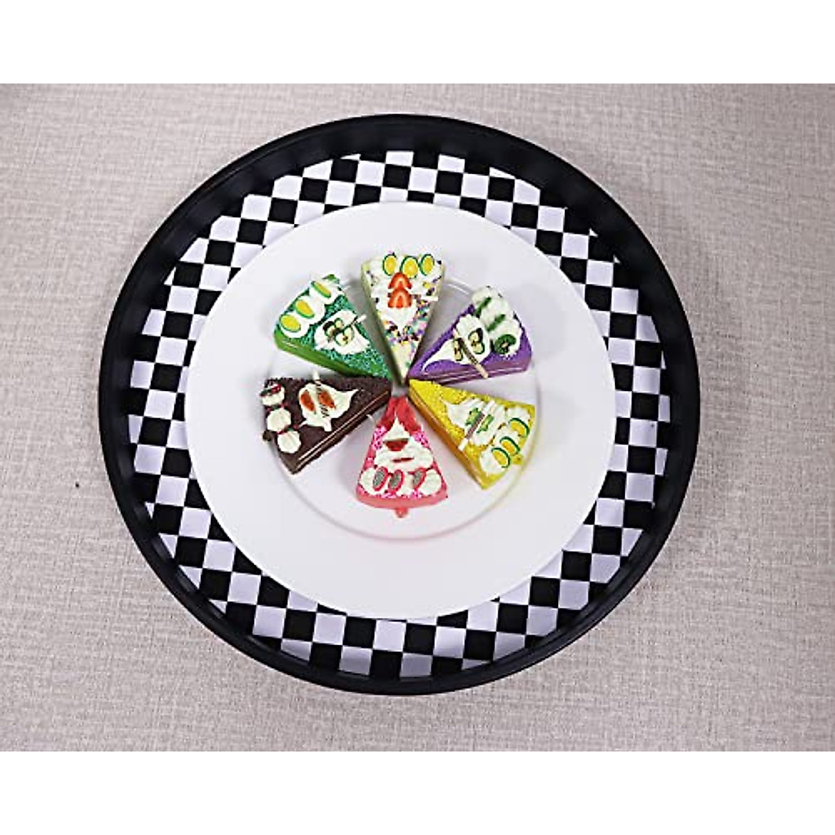 MCBZ Home Round Leather Tray, Round Decorative Tray, Round Serving Tray, Leather Ottoman Tray, Circle Coffee Table Tray,Diameter13.2 * 1.8" (Black)