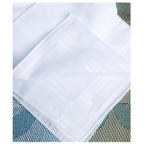 BonjourMrsMr Solid Mens Fashion White 100% Contton Hankerchifs Hanky