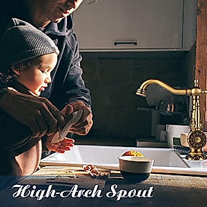 WEIJIANKANG Brass Kitchen Faucet Antique Single Handle Bathroom Faucet, Mixer Tap Bronze Multifunctional Faucet, 360 Degree Swivel Spout Bathroom Sink Faucet, Universal Splash Filter Lavatory Faucet