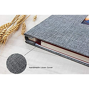 potricher Large Photo Album Self Adhesive 3x5 4x6 5x7 8x10 Pictures Linen Cover 40 Blank Pages Magnetic DIY Scrapbook Album with A Metallic Pen (Gray)