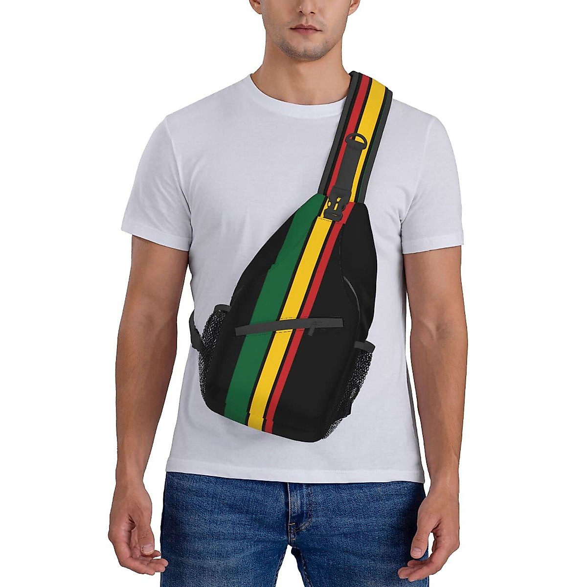 Gelxicu Vintage Jamaican Flag Sling Backpack Travel Hiking Daypack Cute Jamaica Flag Crossbody Shoulder Bag