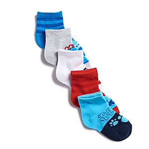 Nickelodeon Baby Boys Clues & You 5 Pack Shorty Socks, White Blue Multi, 2T-4T