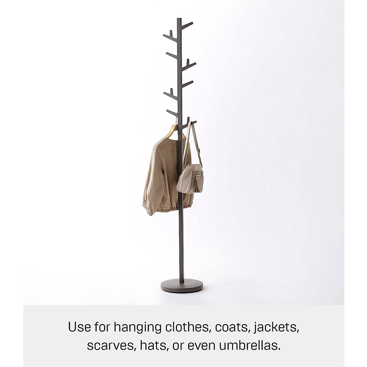 Yamazaki Home Coat Rack Tree/Standing Coat and Hat Hanger Steel One Size Brown