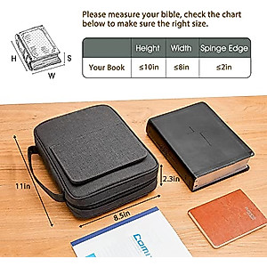 Bible Covers for Men & Women, Bible Case Carrying Church Bag with Book Stand, Bible Bag with Handle, Zipper and Multi-Pockets for Scripture Study Bible Protector, Deep Gray (Patent Pending)