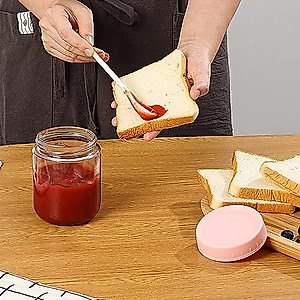 4 Pack Mason Jars 16 oz with Lids, Glass Jar with Screw Lid and Mesurement Marks, Glass Jars with Airtight Lids for Overnight Oats, Pickles, Salad, Spice, Candy, Jam, Seasoning, Meal Prep Containers