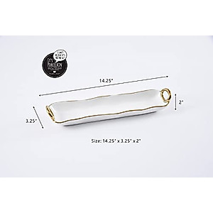 Pampa Bay Titanium-Plated Porcelain Golden Handles Cracker Tray, 14.25 x 3.25 x 2in
