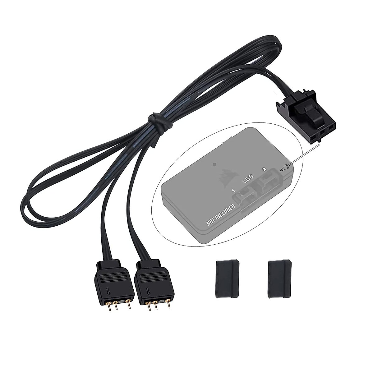 Airgoo 3pin Adapter Cable, Only for Corsair Lighting Node Pro & Corsair Commander Core XT Controller's 3pin RGB Connector, Convert to 5V 3pin ARGB Connector (5V,Data,N/A,GND), Controller not Included