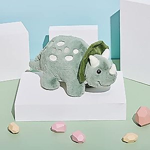 TCBunny Baby Dinosaur 12" Bedtime Stuffed Animal 2-Piece Plush Set, Prefect Kid's Gifts for Boys, Girls, Birthday, Valentine, Christmas (Triceratops-Pink & Green)