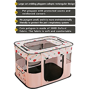 VARMTOR Puppy Playpen, Portable Dog Play Pen, Sturdy Cat Playpen, Foldable pop up pet Tent, Pet Playground Indoor/Outdoor (L, Pink) CF-01