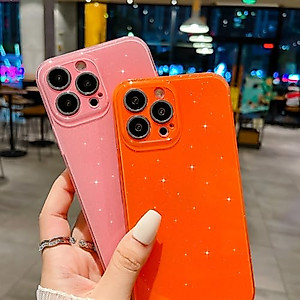 LIFCIUSO Glitter Bling Compatible with iPhone 13 Pro Max Case (6.7 inch) - Cute Sparkly Protective Case for Women and Girls, Soft TPU Design in Hot Pink