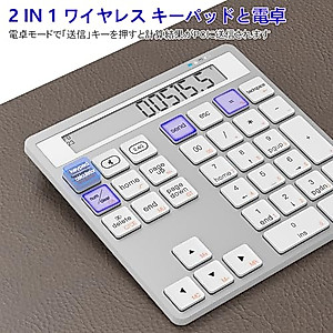 Suejezt Bluetooth Wireless Number Pad and Calculator 34Keys, Bluetooth & 2.4G USB Numeric Keypad Data Entry with Display for MacBook Pro Air, iMac, Desktop Office Accessories Financial Accounting