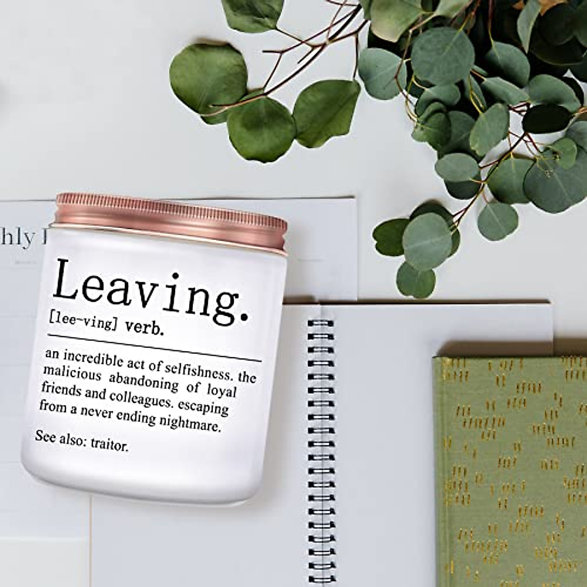 Funny Going Away Gift for Coworker- Farewell Gifts for Coworker, Leaving Definition Candle for Him or Her, Naughty New Job Gifts for Women, Lavender Scented Candles