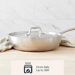 American Kitchen - 3 Quart Stainless Steel Saucier, 10 inch Easy-Stir Chef's Pan, with Cover, Made In America