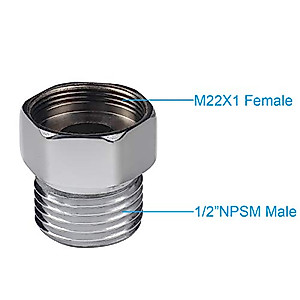 CWM Faucet Adapter Kit, Stainless Steel Aerator Adapter to Female M22x1 to Male 1/2 NPT Suitable for CWM Commercial Sink Faucet, Commercial Faucets Parts