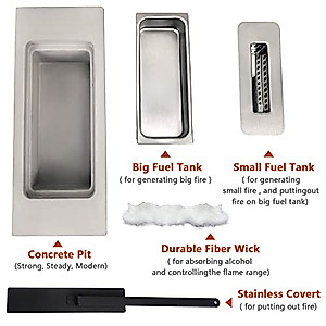 HIOSTAO 12.6" Tabletop Fire Fit,Portable Concret Bow Rubbing Alcohol Fireplace with 2 Fuel Tanks and Metal Extinguisher,for Indoor Table and Outdoor Patio