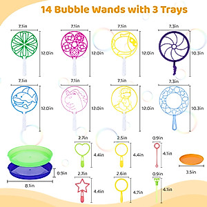 B bangcool Bubble Wands Set of 17, Bubble Making Toys with Trays, Big Bubble Wand Toys for Kids Adults, Dinosaur Shark Bubble Wands, Summer Outdoor Game Party Favors