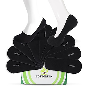 COTTGREEN No Show Socks Men,No Show Socks Womens Size 7-9-11,Anti-slid Invisible Socks For Men Moisture Wicking Cotton Socks|9 Packs Black