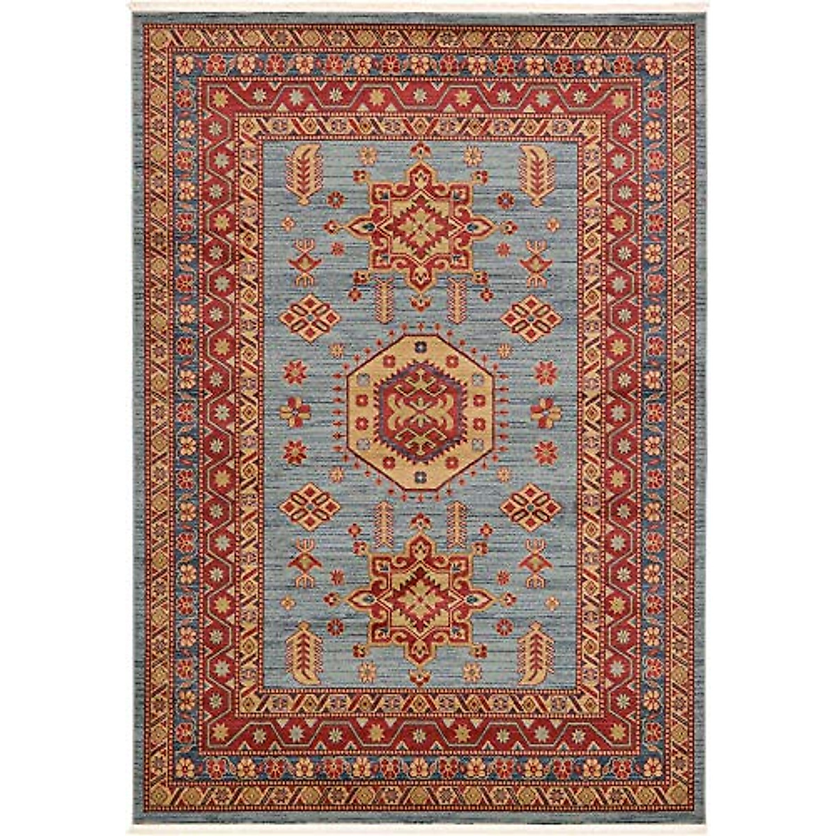 Unique Loom Sahand Collection Traditional Geometric Classic Light Blue Area Rug (7' 0 x 10' 0)