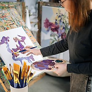 Halobios Painting Brushes, 25 All Purpose Paint Brushes Bulk Painting Brushes for Kids, Craft Paint Brushes for Acrylic Painting Oil Watercolor Gouache