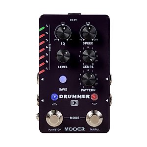 MOOER Drum Machine Guitar Pedal with 121 Drum Grooves 11 Music Styles 7 Rhythm Slots Fill Function Tap Tempo Knob for Electric Guitar Bass (X2)