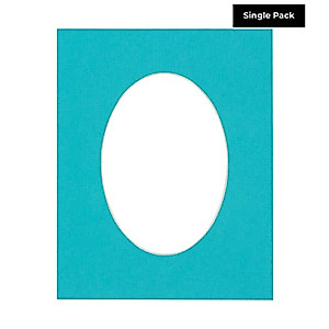 13x19 Mat Bevel Cut for 12x16 Photos - Precut Aquamarine Blue Oval Shaped Photo Mat Board Opening - Acid Free Matte to Protect Your Pictures - Bevel Cut for Family Photos, Pack of 1 Matboard Show Kit