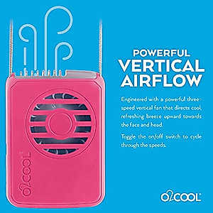 O2COOL Personal Travel Rechargeable Battery Powered Neck Cooling Fan, 2-Pack (Pink/Gray)