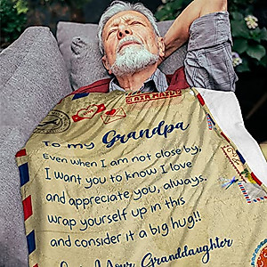 Dfaqehk Grandpa Gifts from Grandchildren, Fathers Day Birthday Gifts for Grandpa, Best Gift for Grandpa from Granddaughter, Unique Grandfather Gift Ideas Throw Blanket 60 x 50 Inch