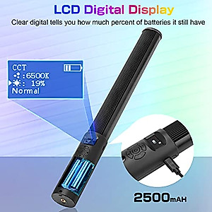 leshiou RGB Video Light Wand, Handheld Multi Color LED Photography Light Stick with Remote Control, Dimmable 2500K-6500K CRI97+ Full-Color LED Light with 2500mAh Rechargeable Battery, 12 Light Scenes