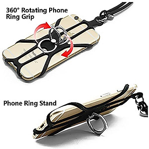 Kinizuxi 2 Pcs Cell Phone Lanyard Crossbody with Adjustable Neck Strap and Phone Ring Grip,Universal Smartphone Lanyard for iPhone Lanyards for Around The Neck Compatible with Most Smartphones