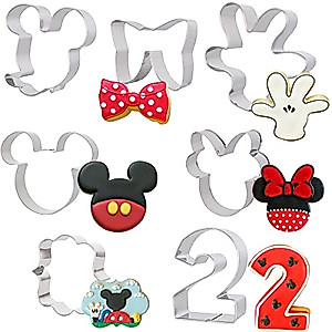 Cartoon Mouse Cookie Cutters, 8 Pack Baking Molds Stainless Steel Biscuit Sandwich Cake Cutter Set for 2nd Birthday Party Supplies Favors