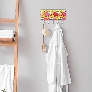 Cute Cartoon Lamb Pink Sheep Rack Organizer with 5 Hooks Wall Bathroom Kitchen Shelf Rack Multifunctional Storage Shelf