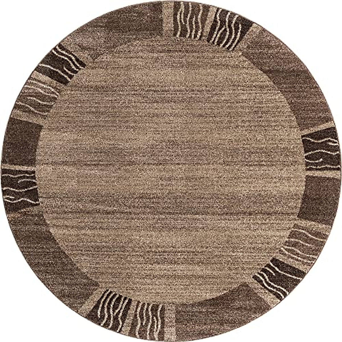 Unique Loom Del Mar Collection Area Rug-Transitional Inspired with Modern Contemporary Design, 6 ft x 6 ft, Light Brown/Beige