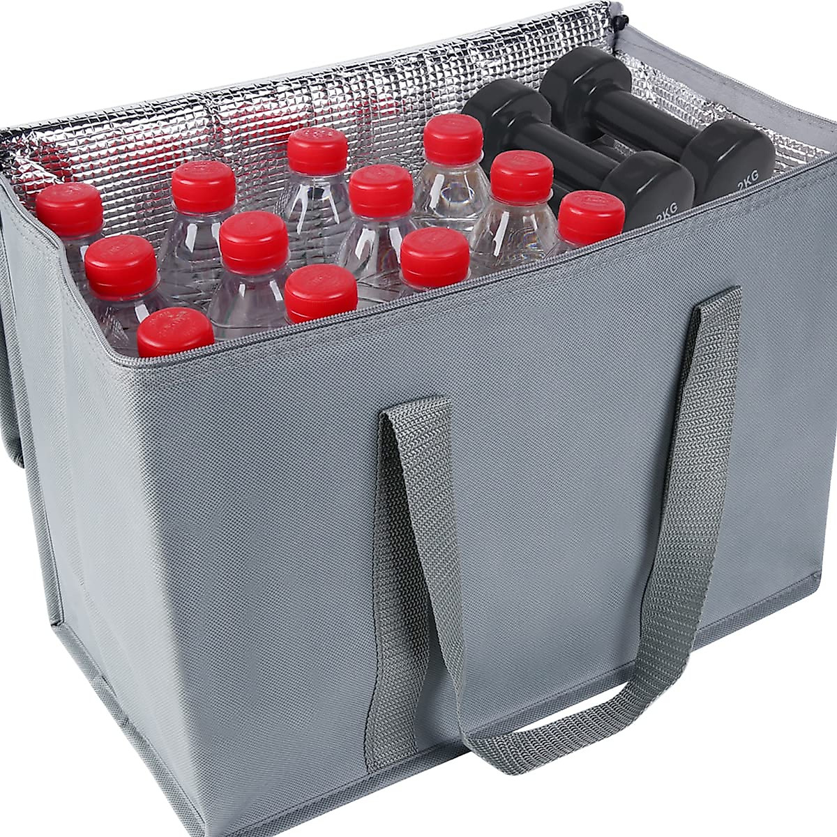 musbus Insulated Car Trunk Organizer, Storage Collapsible Multi Compartment Car Organizer, SUV Trunk Organizer, Non Slip Bottom, Adjustable Securing Straps, Foldable Cover Grocery shopping bags,