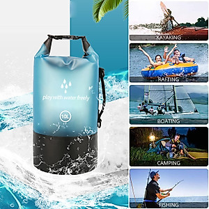 Waterproof Dry Bag,5L/10L/20L Waterproof Floating Backpack Roll Top Dry Sack Keeps Gear Dry,with Waterproof Phone Case for Kayaking,Rafting,Boating,Swimming,Camping,Beach and Fishing (5L-Blue-1pcs)